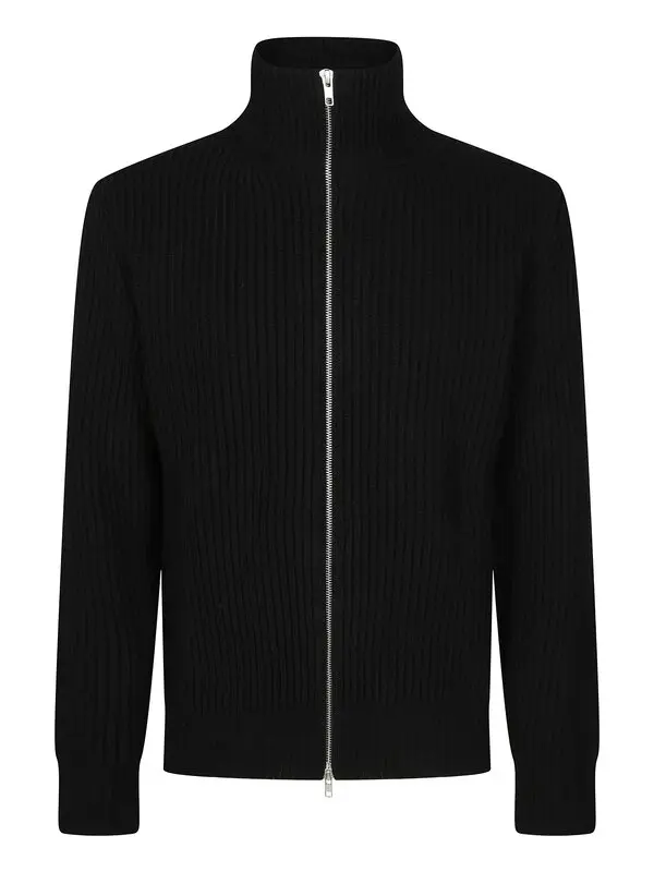 MAISON MARGIELA Zip-up Ribbed Knit Sports Jacket - Nero