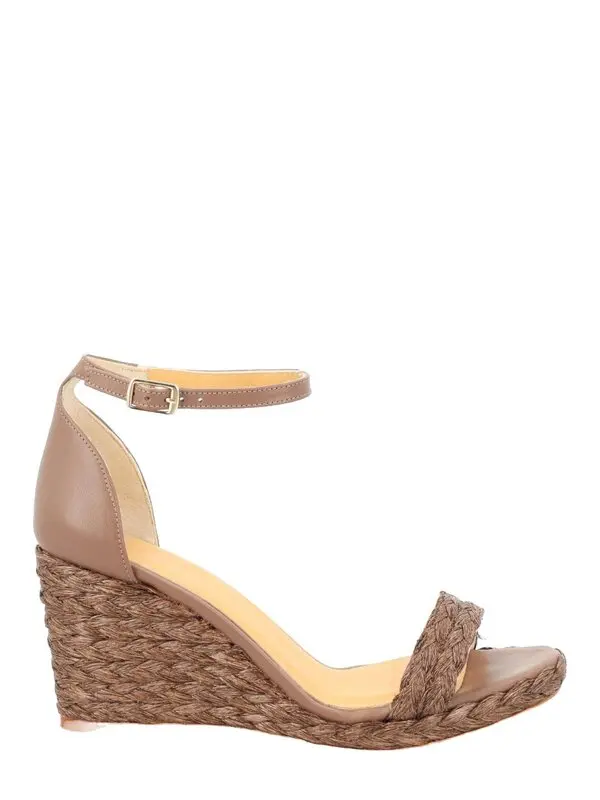 CastaÑer Raffia Wedge Sandals With Braided Detail - Brown