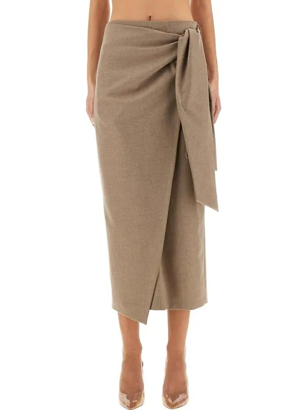 Max Mara Curzio Wool Wrap Skirt - Beige