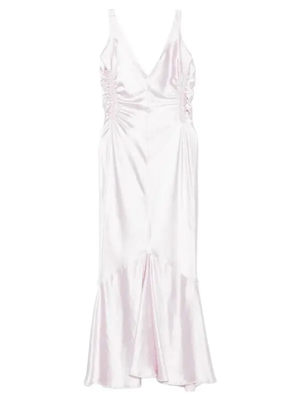 Sportmax Ruched V-neck Midi Dress - Pink