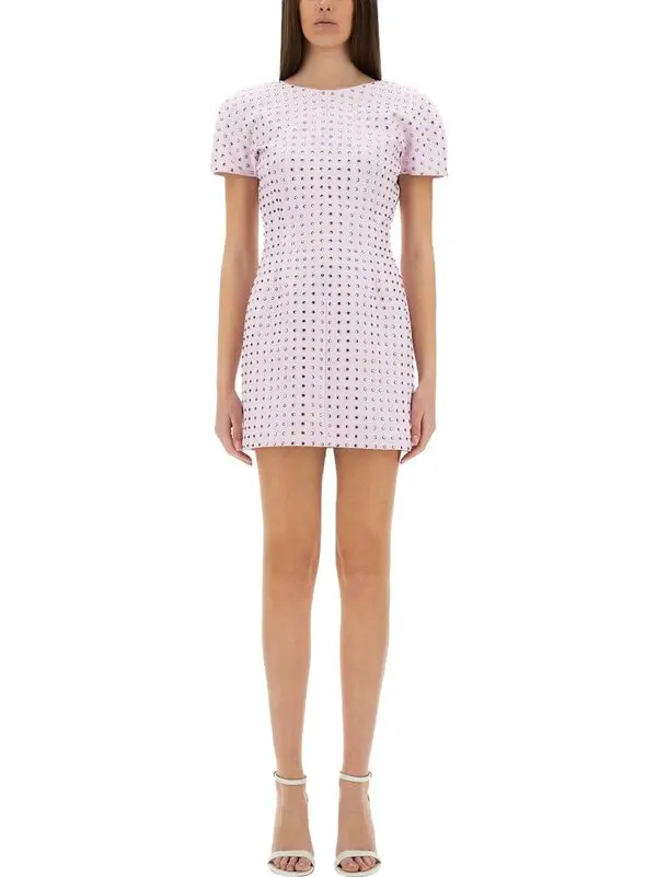 Sportmax Fitted Mini Dress With Rhinestones - Pink