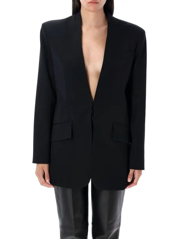 Attico Wool Gabardine Jacket - Black
