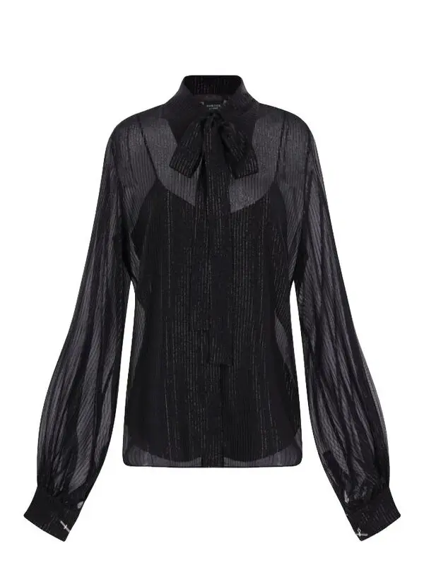 Max Mara Scafati Mini Shirt With Pussy Bow - Black