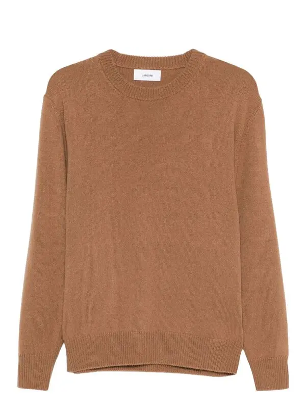 LARDINI Ribbed Neck Alpaca And Virgin Wool Sweater - Brown