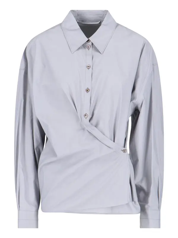 LEMAIRE Straight Collar Twisted Shirt In Washed Cotton Silk - Grey