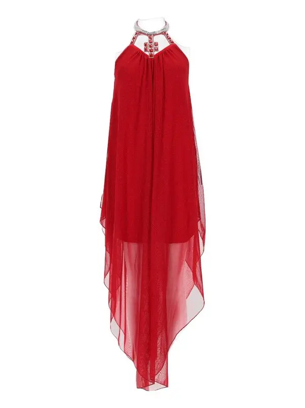 JOSHE Chic Halter Neck Embellished Dress - Red