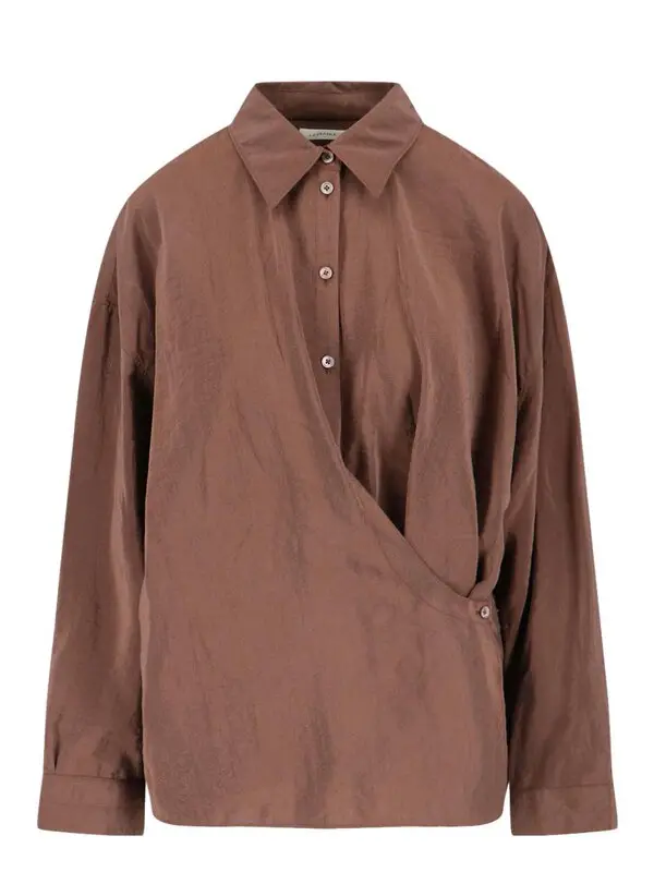 LEMAIRE Straight Collar Twisted Shirt - Brown