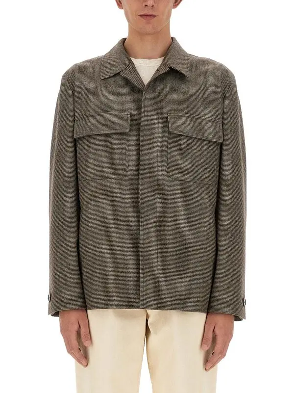 LARDINI Wool And Cashmere Blend Shirt Jacket - Brown