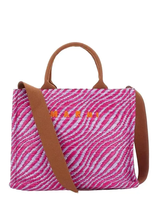 Marni Woven Tote Bag With Crossbody Strap - Cassis