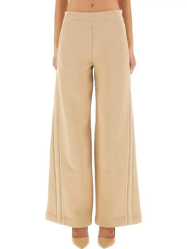 Max Mara Wide Leg Cotton Pants - Beige