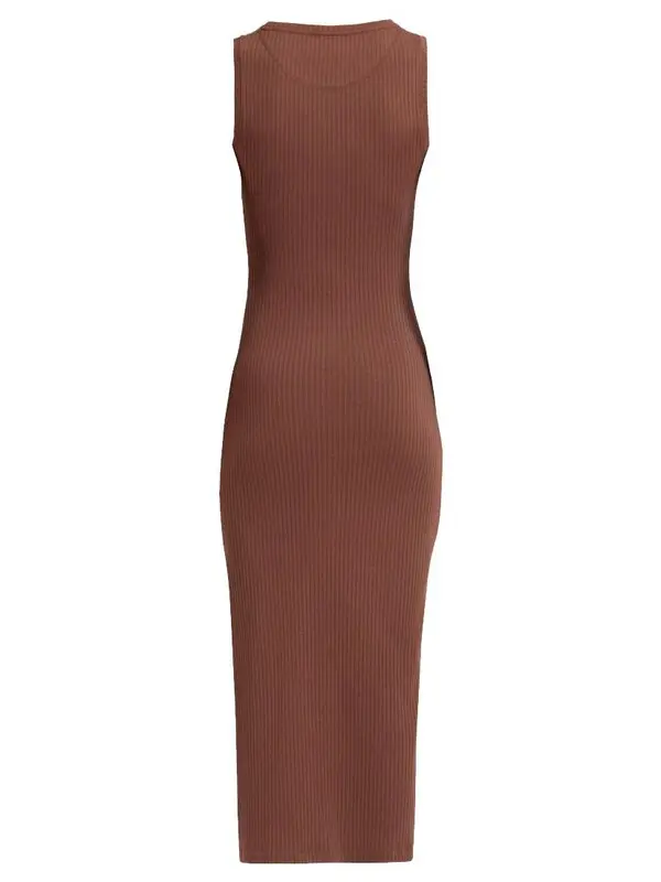 Marni Sleeveless Ribbed Knit Midi Dress - Brown