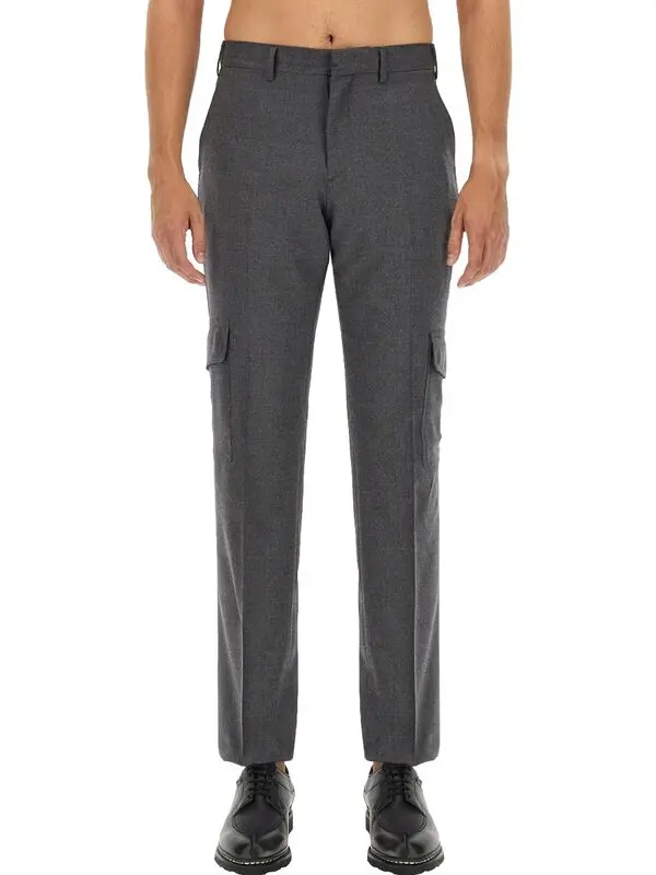 LARDINI Tailored Wool Blend Cargo Pants - Grey