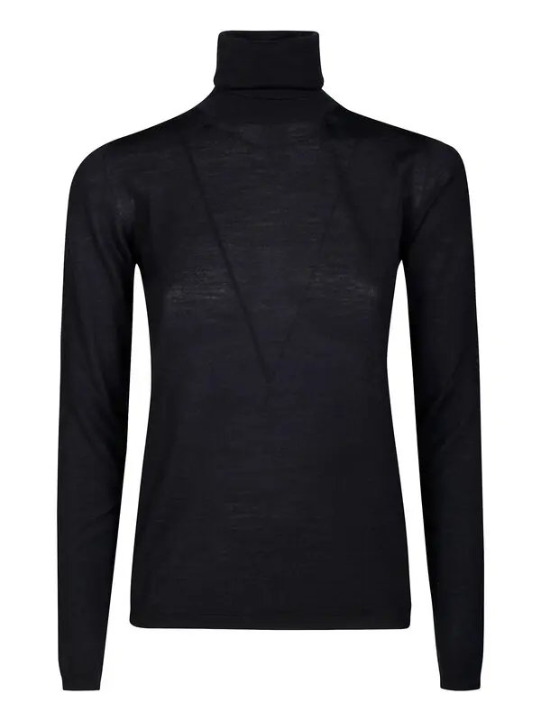 Max Mara High Neck Knit Top - Blu