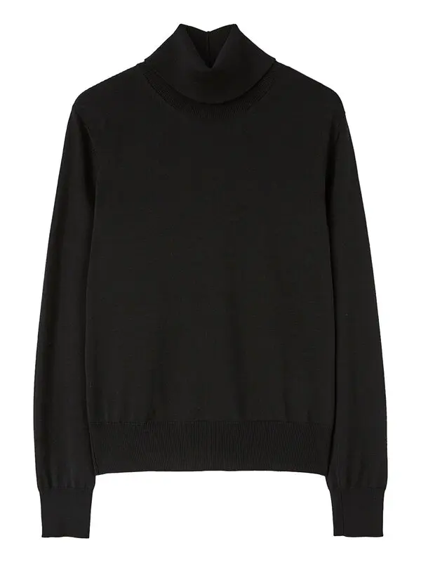 JIL SANDER Wool Turtleneck Sweater - Black