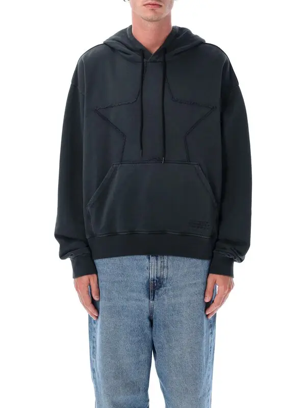 MAISON MARGIELA Hooded Cotton Sweatshirt With Star Detail - Black