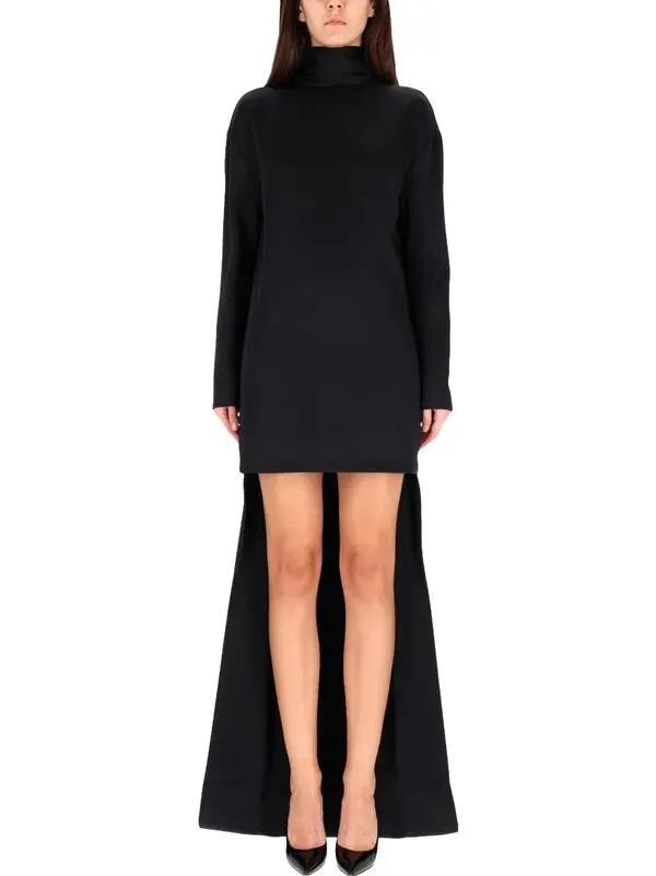 TOM FORD Shiny Crepe Mock Neck Cocktail Dress - Black