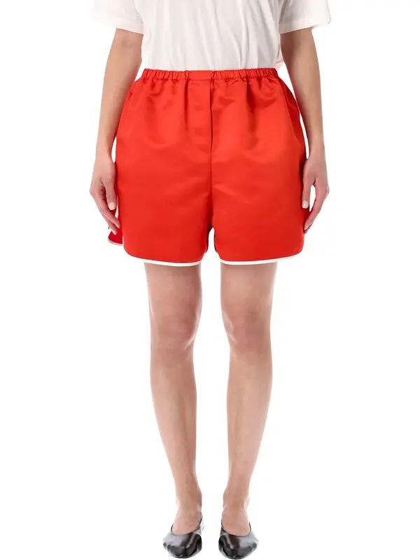 THE FRANKIE SHOP Satin Boxer Shorts With Contrast Trim - Red