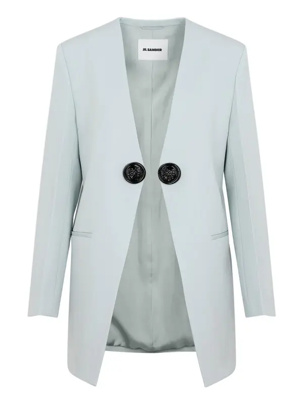 JIL SANDER Single Breasted Blazer With Decorative Buttons - Blue