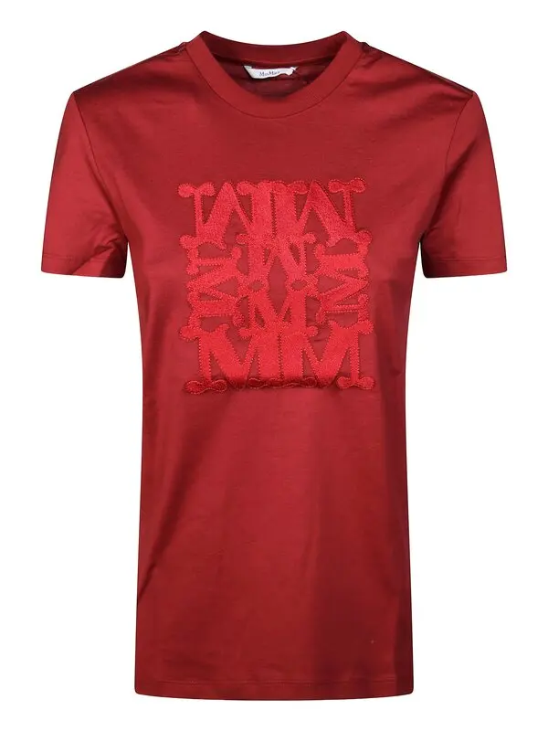 Max Mara Red Embellished Crewneck T-shirt - Rosso