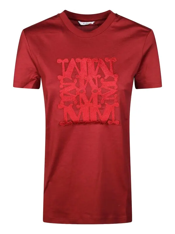 Max Mara Red Embellished Crewneck T-shirt - Rosso