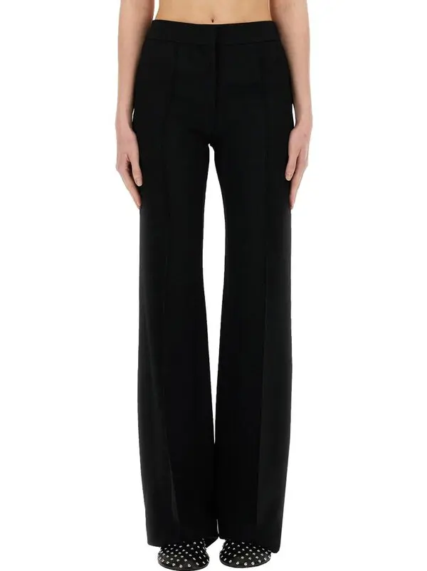 JIL SANDER Viscose Blend Wide Leg Trousers - Black