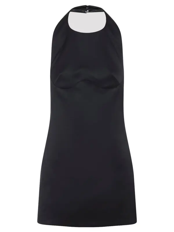 Elisabetta Franchi Duchess Satin Mini Dress With Necklace Detail - Brown