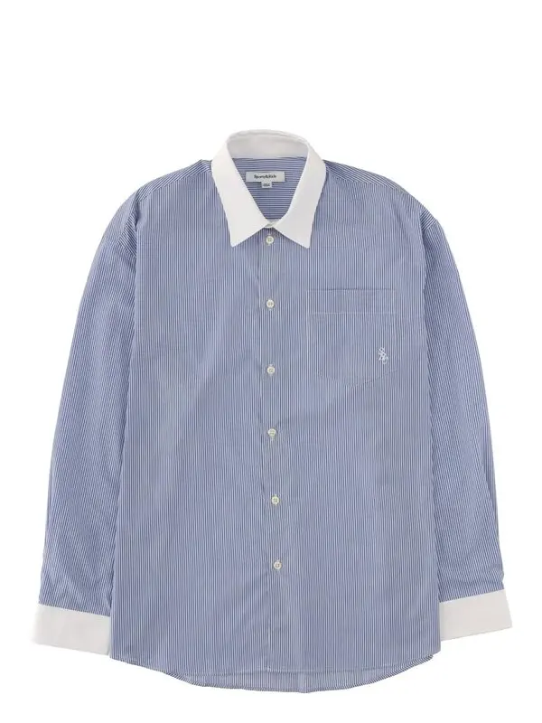 SPORTY & RICH Logo Stripe Shirt - Blue