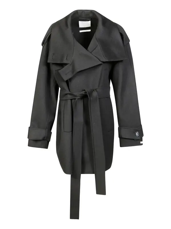 Sportmax Double-breasted Belted Coat - Nero