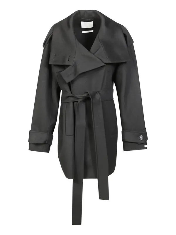 Sportmax Double-breasted Belted Coat - Nero