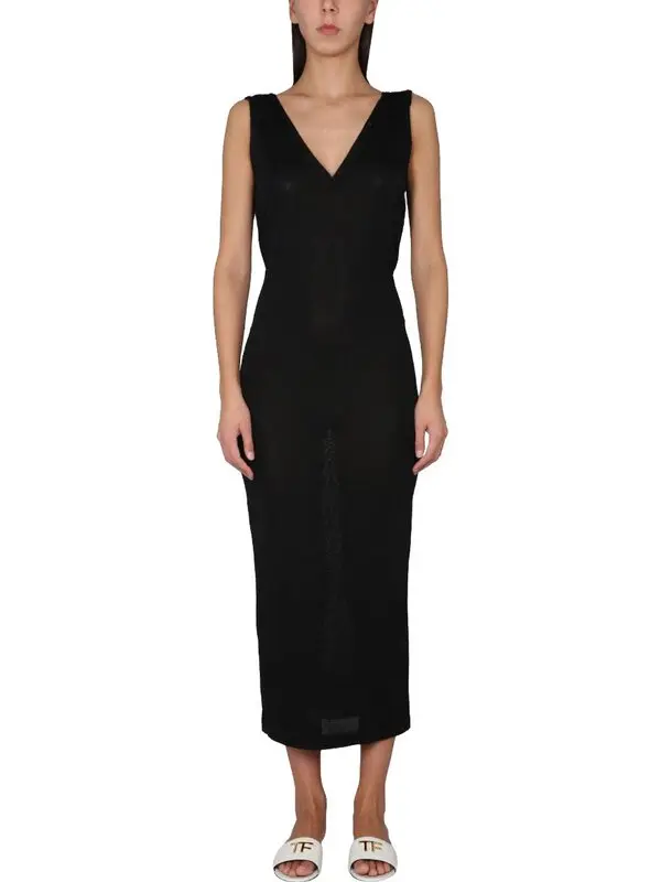 TOM FORD V-neck Knitted Dress - Black