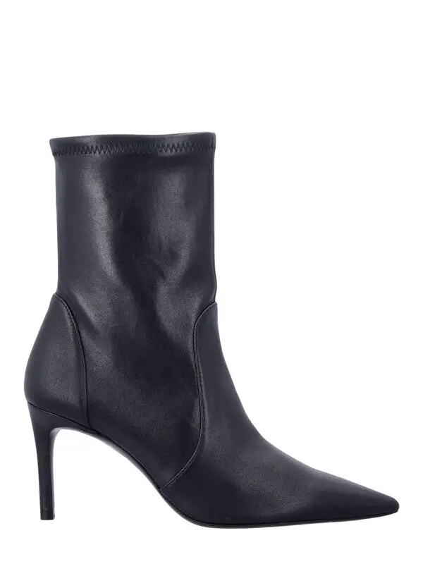 STUART WEITZMAN Power Bootie 75 Stiletto Heel Pointed Toe Sock Boot - Black