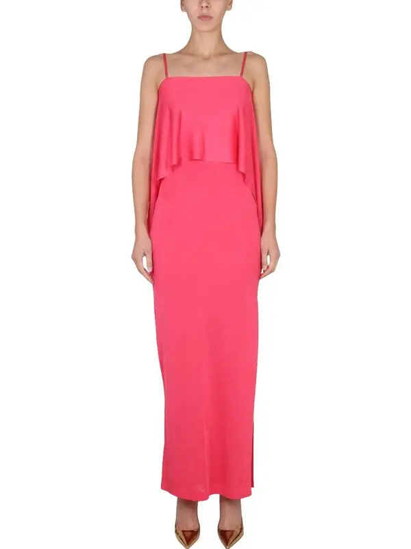 TOM FORD Off-shoulder Ruffle Detail Maxi Dress - Fuchsia