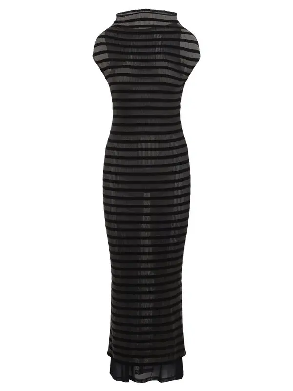 JEAN PAUL GAULTIER Striped Ribbed Maxi Dress - Black