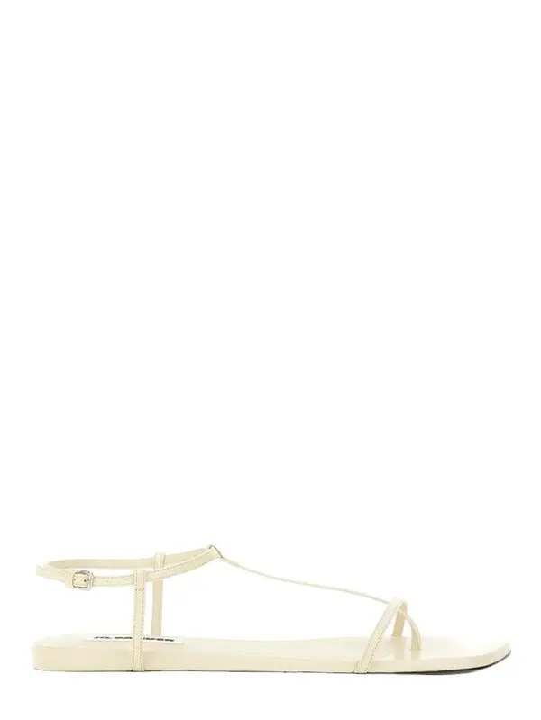 JIL SANDER Flat Leather Sandals - Ivory