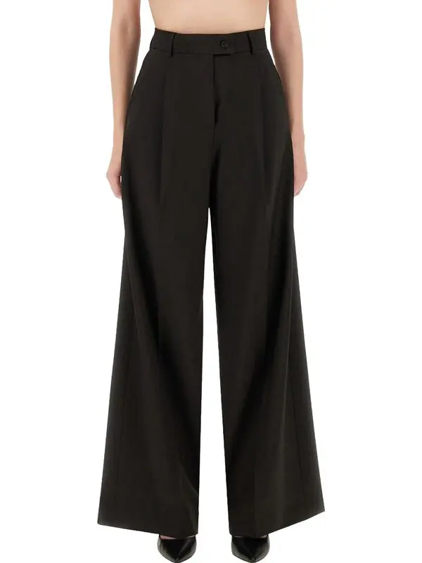 Sportmax Wide Leg Virgin Wool Trousers - Brown