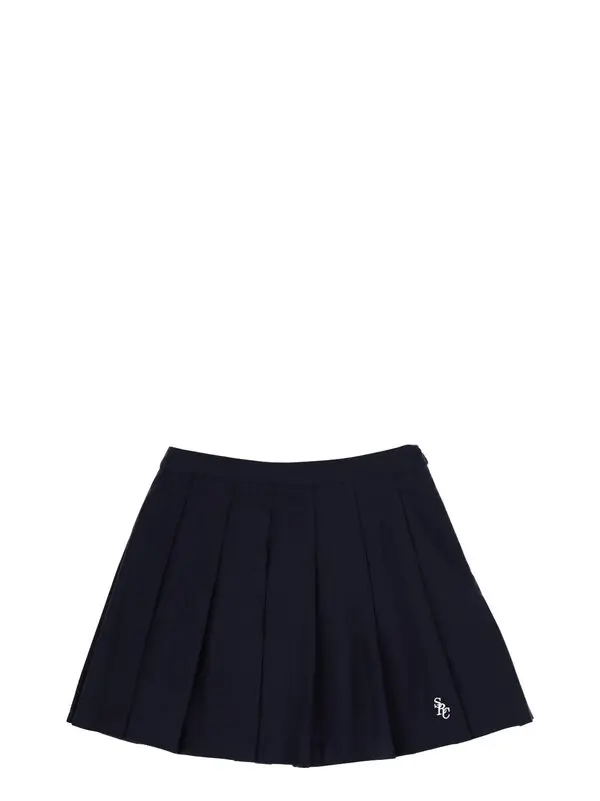 SPORTY & RICH Pleated Mini Skirt With Logo Detail - Blue