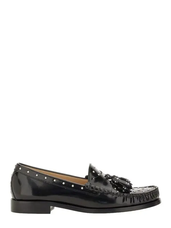STUART WEITZMAN Lottie Leather Loafers With Studs - Black