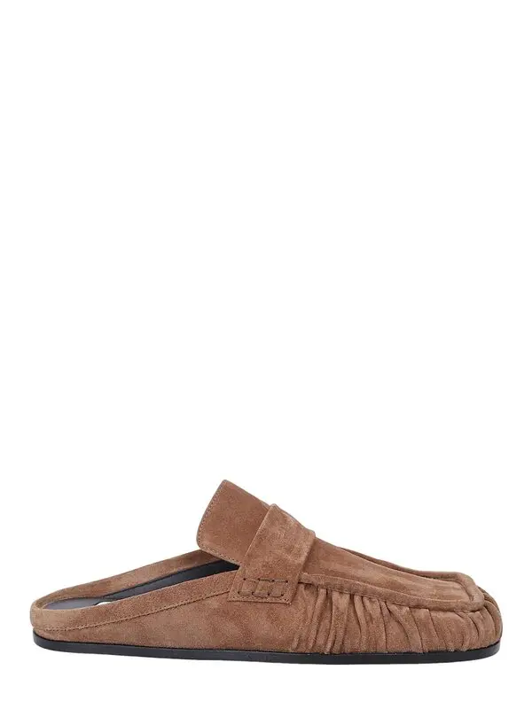 JIL SANDER Brown Leather Slip-on Mules - Umber