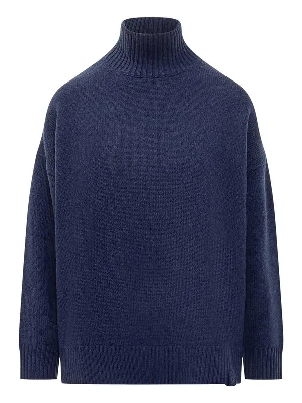 Victoria Beckham High-neck Wool-cashmere Pullover - Navy