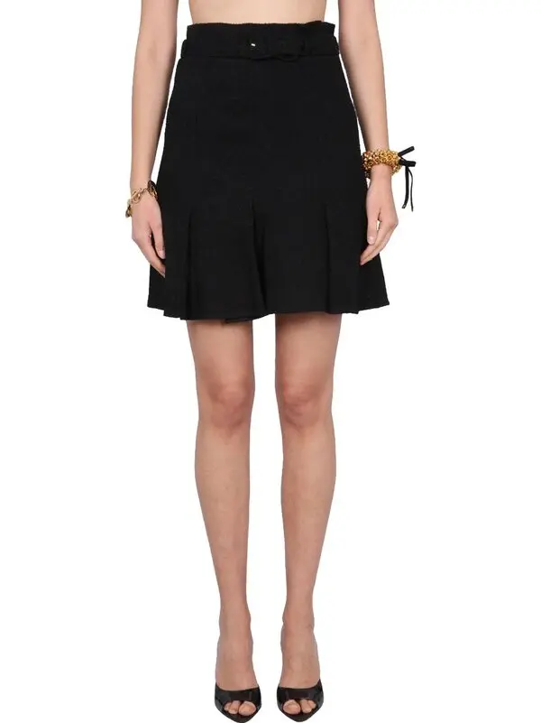 PATOU Pleated Skirt With Belted Waist - Black