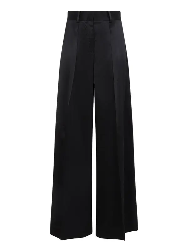 JIL SANDER Wide Leg Viscose Trousers - Black