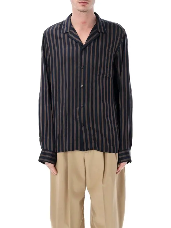 Dries Van Noten Oversized Striped Long Sleeve Shirt - Blue