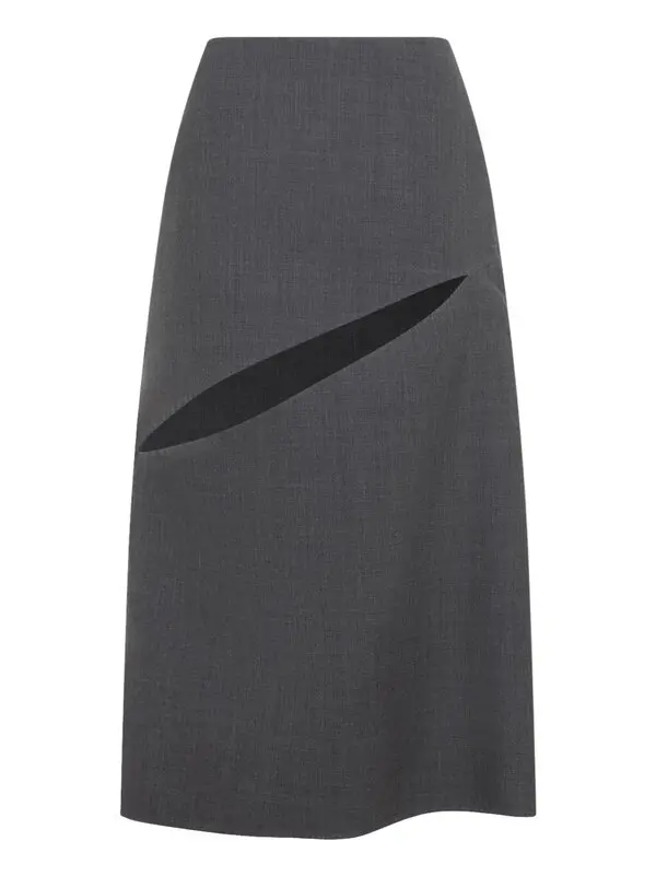 JIL SANDER Midi Pencil Skirt With Cutout Detail - Grey