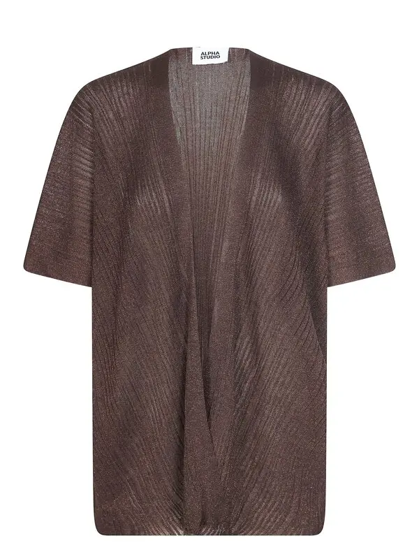 Alpha Studio Long Sleeve Cardigan - Marrone