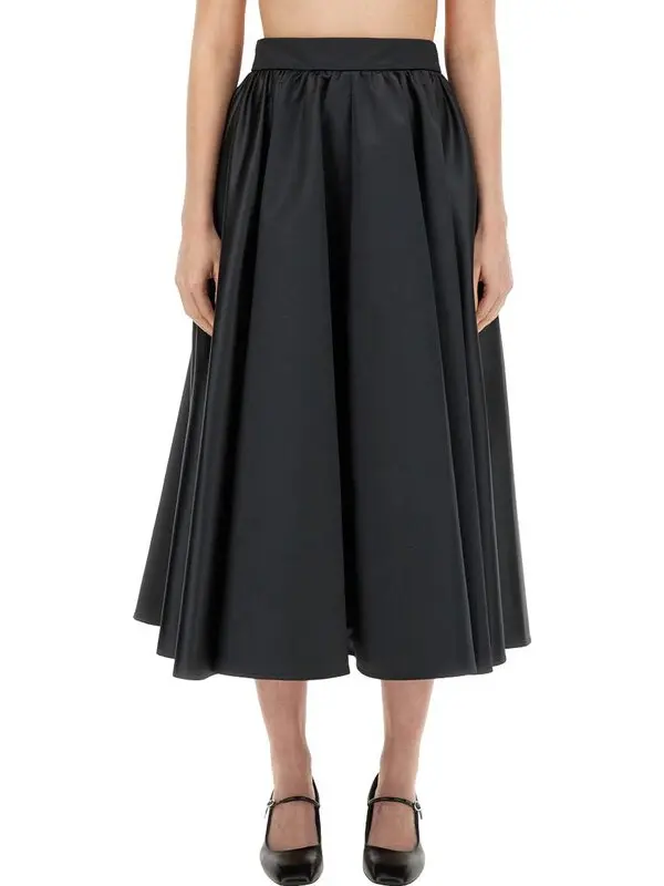 PATOU Volume Satin Midi Skirt - Black