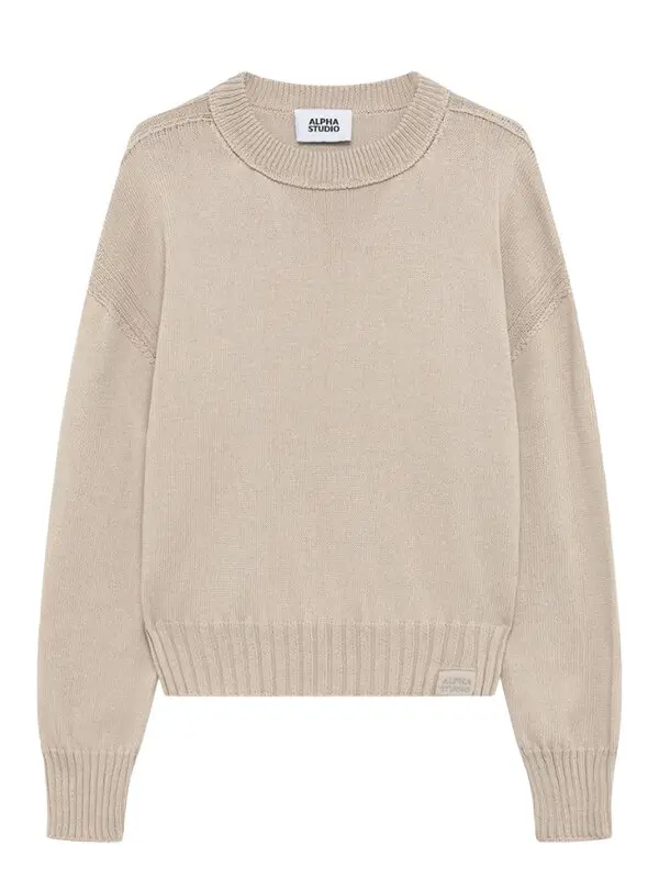 Alpha Studio Crew Neck Cotton Sweater - Corda