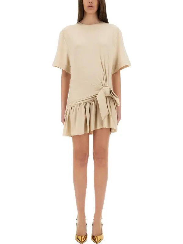 Rabanne Tie-detail Ruffle Dress - Beige