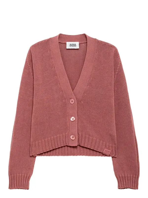 Alpha Studio Ribbed Cotton V-neck Cardigan - Cipolla