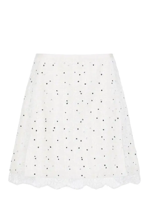 Giambattista Valli Cotton Blend Mini Skirt With Lace Trim - White