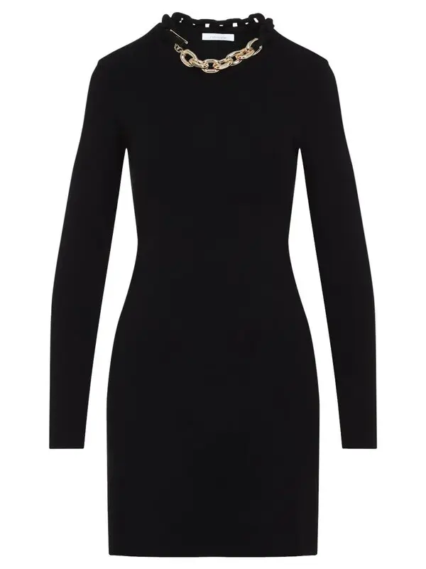 Rabanne Embellished Chain Neck Mini Dress - Black